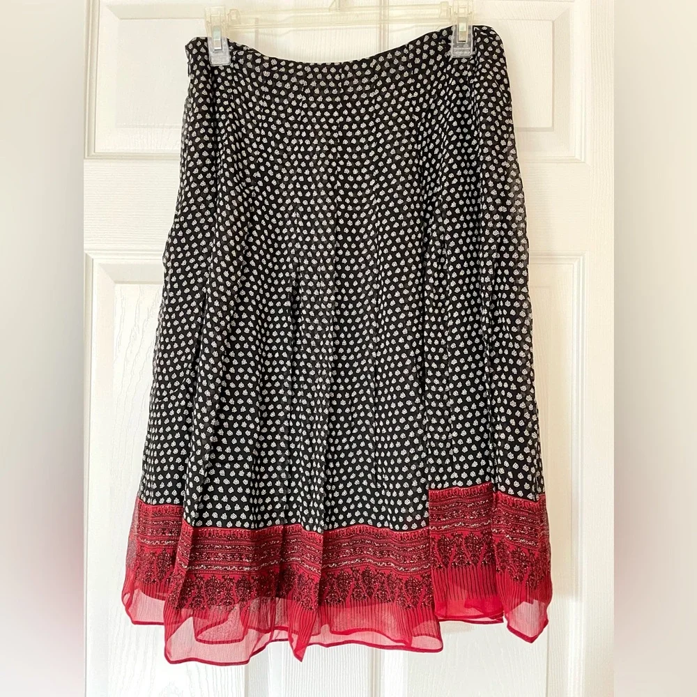 Anne Klein | Skirts | Anne Klein Silk Aline Skirt Black White Print ...